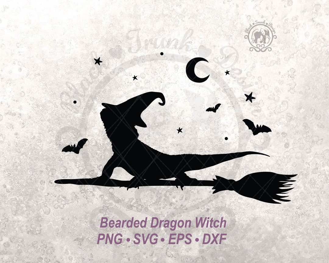 Halloween Bearded Dragon SVG Spooky Reptile Witch on Broom Shirt ...