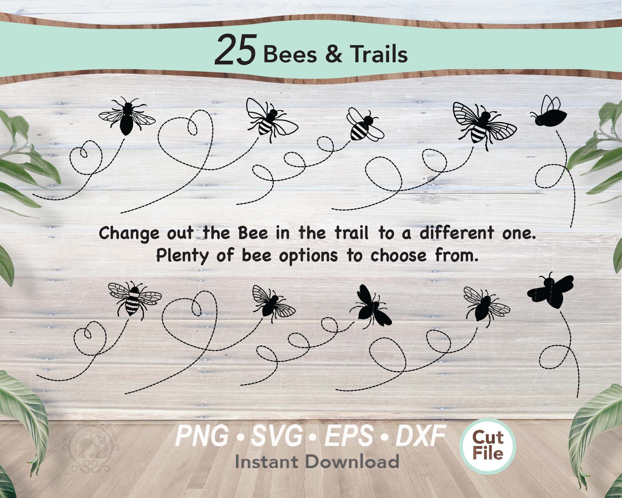 25 Bee SVG Cut File Bundle Honey Bee Cutting File Simple Bee Path ...