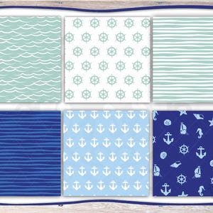 30 Ocean Seamless Nautical Pattern JPG Bundle | Coastal Digital ...