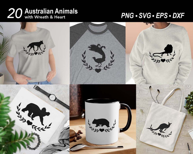 Australian Animal SVG Bundle Valentine Heart Wreath Graphic Platypus ...