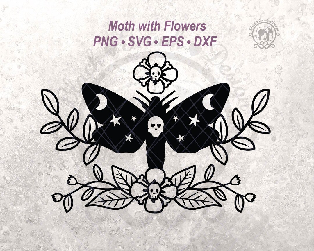 Halloween Death Moth SVG Silhouette Skull Floral Spooky Fall Season ...