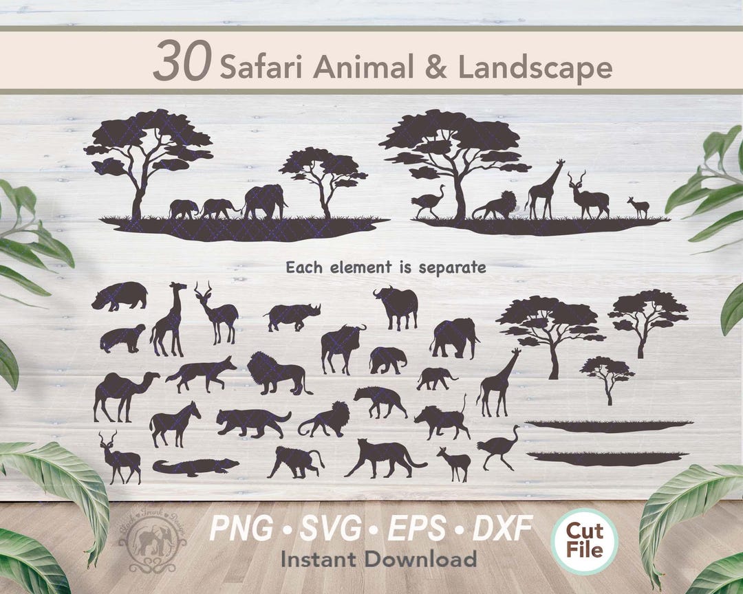 30 Safari Animals SVG Bundle | Zoo Wild Animal Silhouette Digital ...