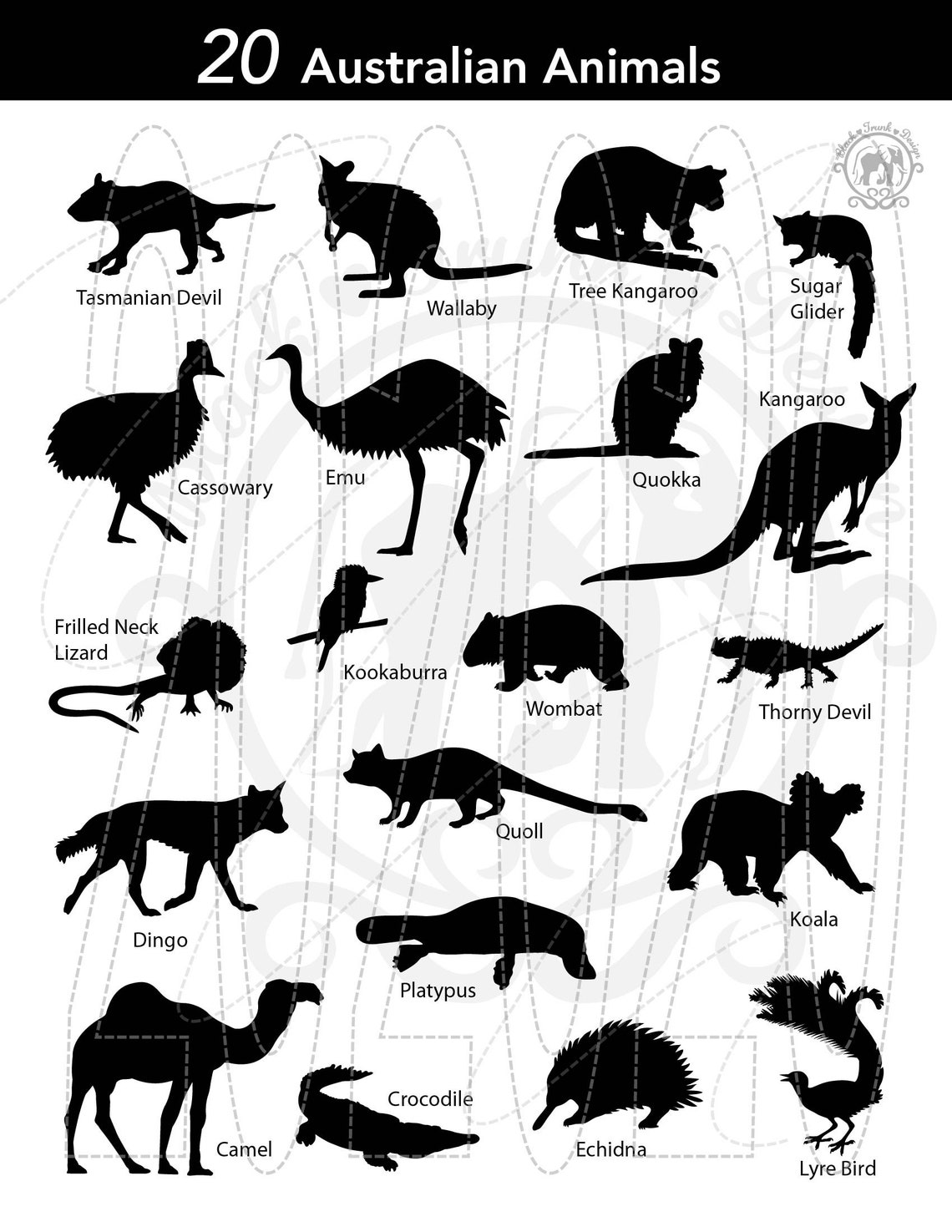 60 Australian Animal SVG Bundle Silhouette Australian Outback Stencil ...