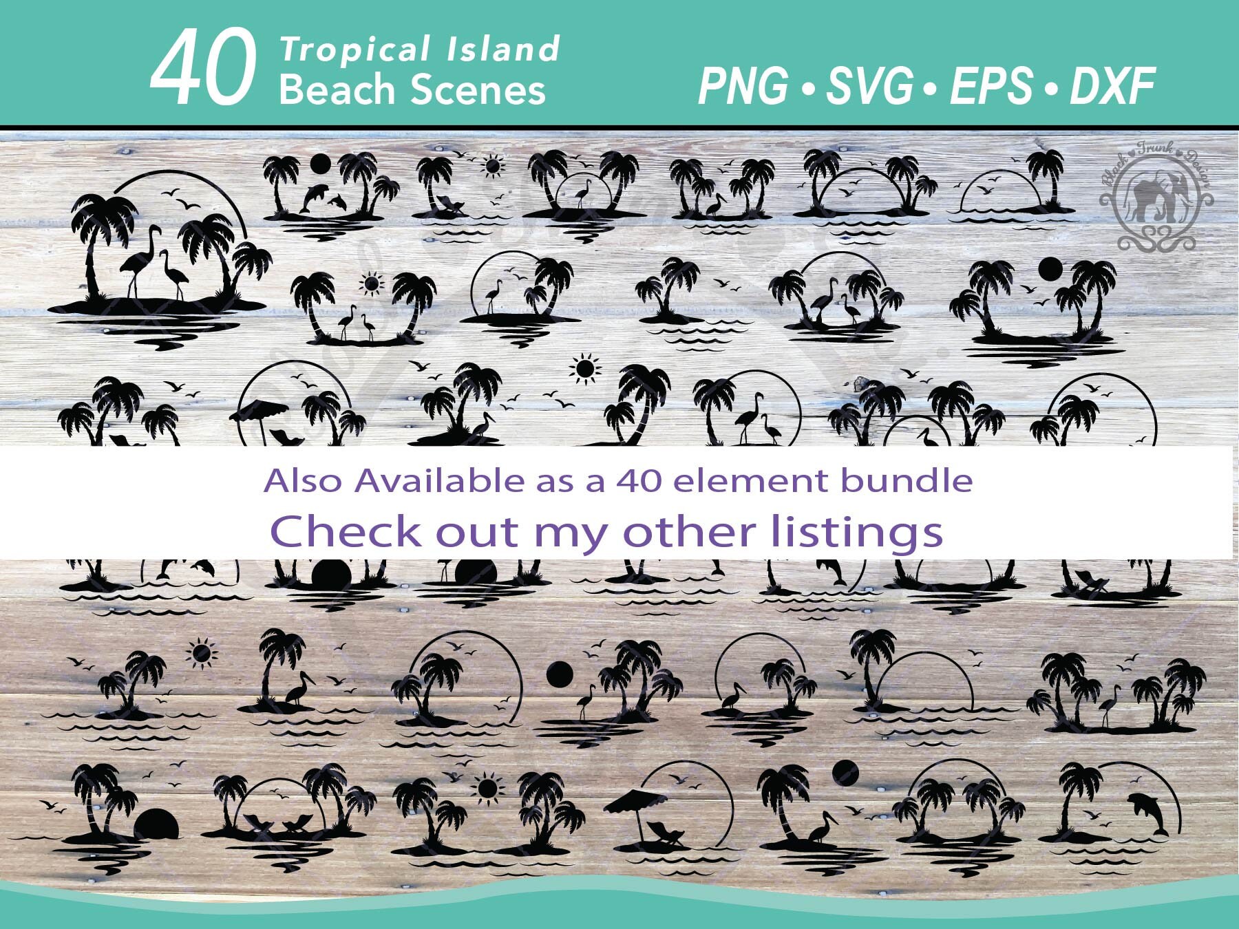 20 Tropical Beach Scene SVG Bundle Ocean Dolphin Scene Sunset Palm Tree ...