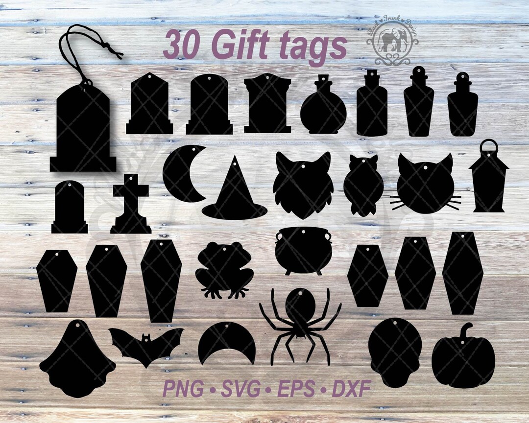 30 Halloween Gift Tag SVG Fall Shape Blank DIY Gifting Label Bundle ...