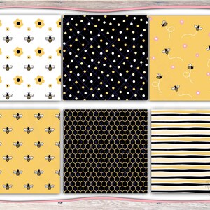30 Seamless Pink Bee Digital Paper JPG Bundle | Honey Bee Pattern ...