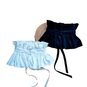 Detachable High Neck Ruffle Cotton Collar, Frilled High Neck Ruff ...