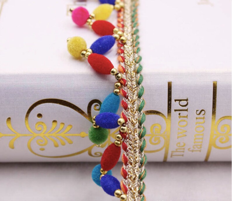 Colorful Short Pearl Beaded Ball Tassel Fringe Trim / Border | Etsy