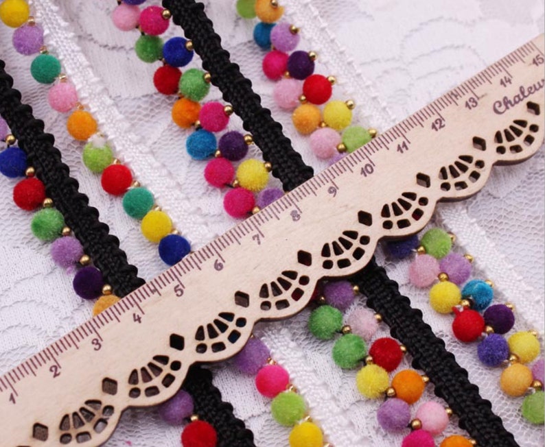 Multicolor Mini Pompom Fringe Trim Muticolor Ball Fringe With | Etsy