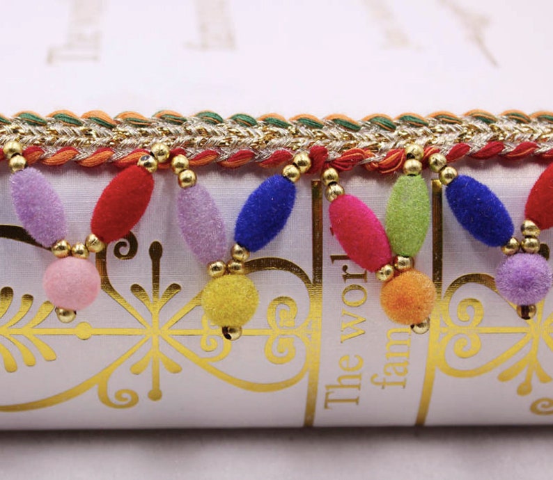 Colorful Short Pearl Beaded Ball Tassel Fringe Trim / Border | Etsy