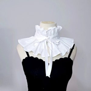 Detachable High Neck Ruffle Cotton Collar, Frilled High Neck Ruff ...