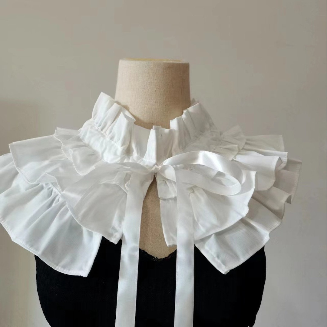 Detachable High Neck Cotton Ruffle Collar, Frilled Cotton Ruffle Collar ...
