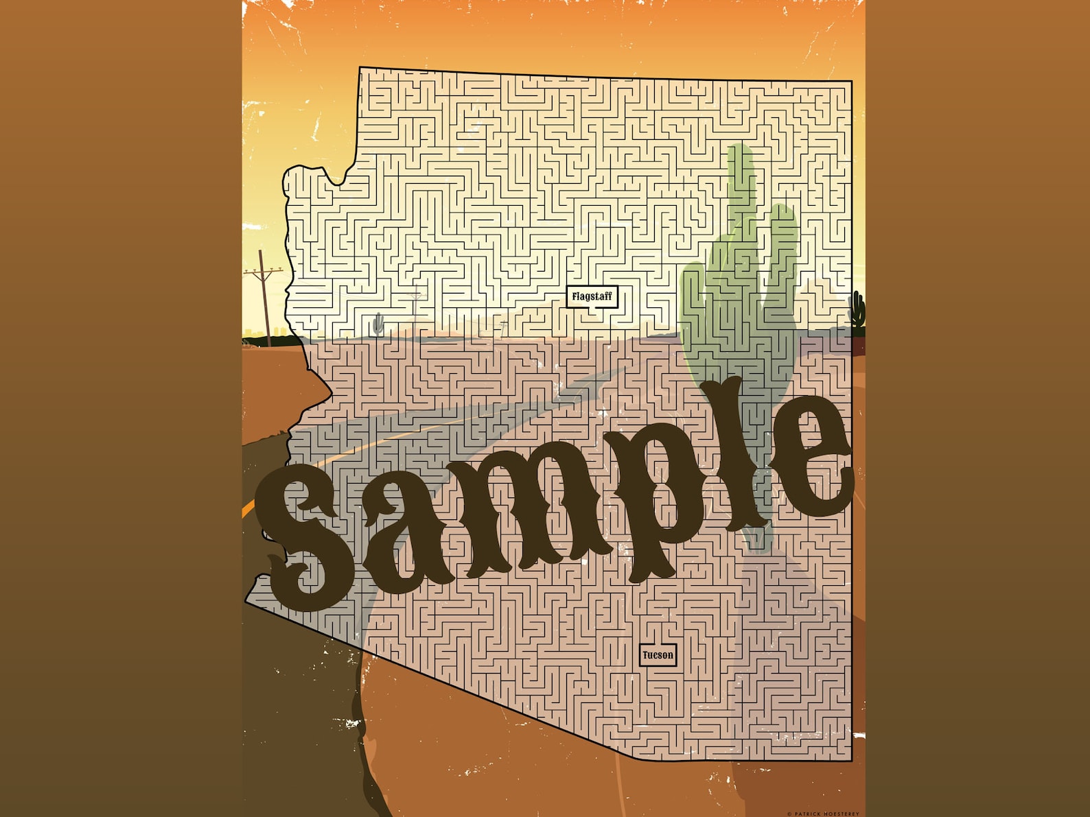 Arizona Maze printable PDF full-page maze challenging | Etsy