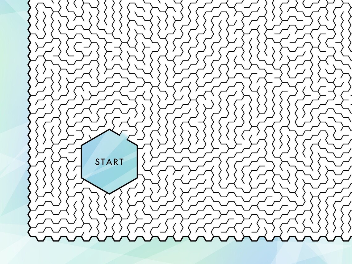 Hexagon Maze Printable PDF Full-page Maze Challenging - Etsy