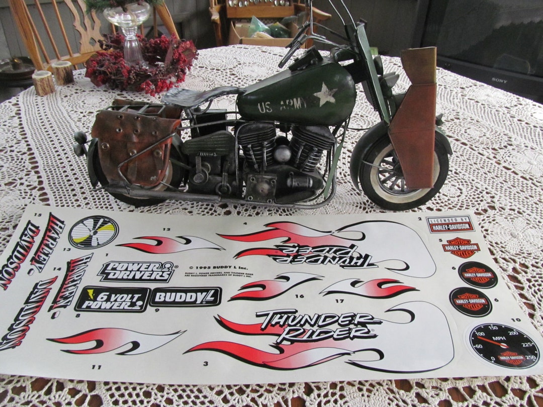 Harley Davidson Decals Stickers 1995 Buddy L Flames Thunder Rider ...