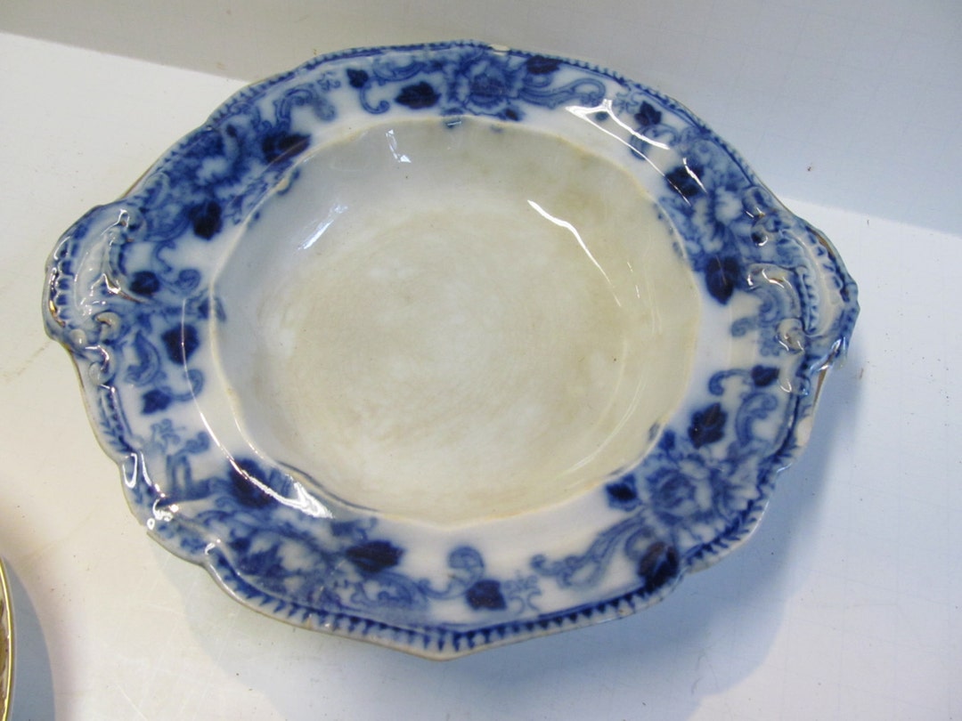 Beautiful Delft Flow Blue Butter Dish Blue and White China Antique Flow ...