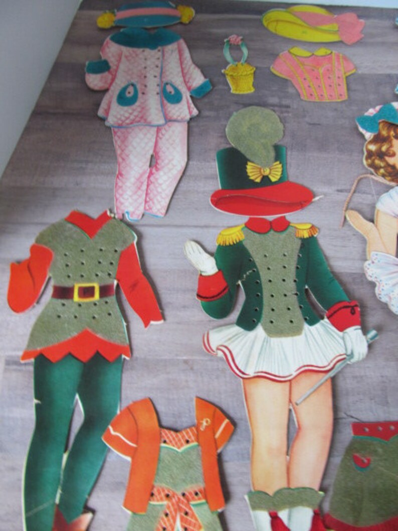 Vintage Paper Dolls and Costumes Pixie Elf Clothing Flocked - Etsy