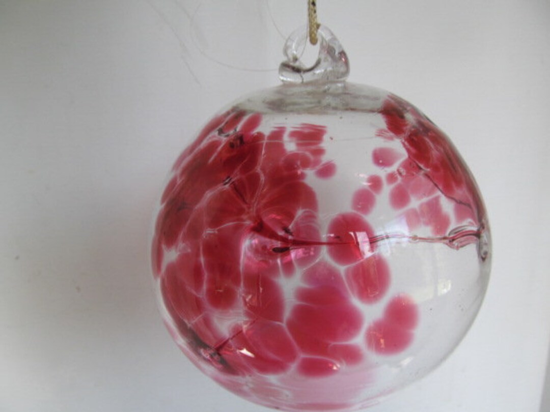 XL Hand Blown Glass Ornament Orb Glass Ball Hand Blown Cranberry Glass ...