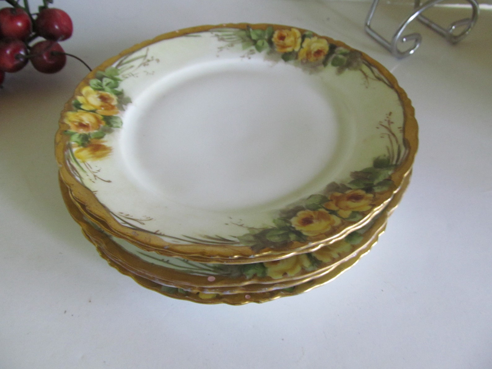 Yellow Roses Hand Painted Plates Yellow Rose Plates Rosenthal - Etsy