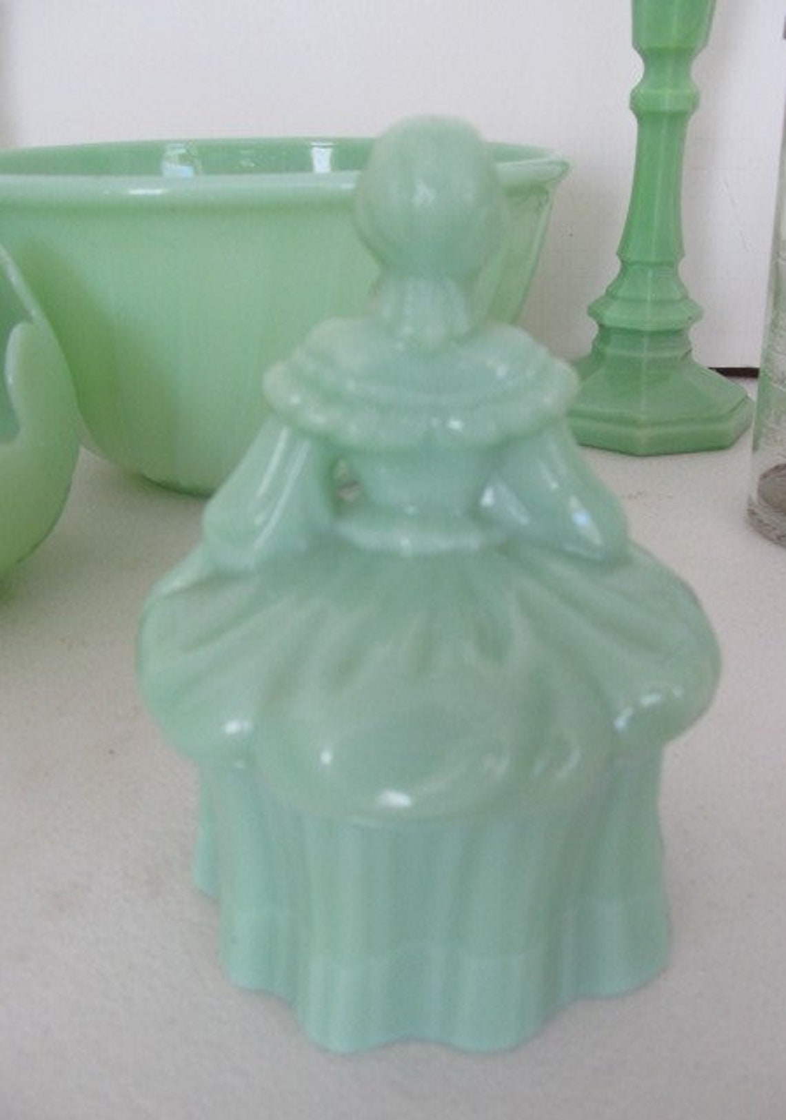 Moser Jadeite COLONIAL WOMAN Powder Jar Half Doll Powder Jar | Etsy