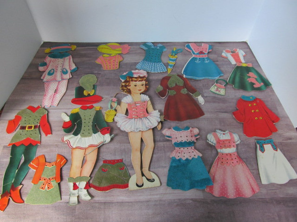 Vintage Paper Dolls and Costumes Pixie Elf Clothing Flocked - Etsy