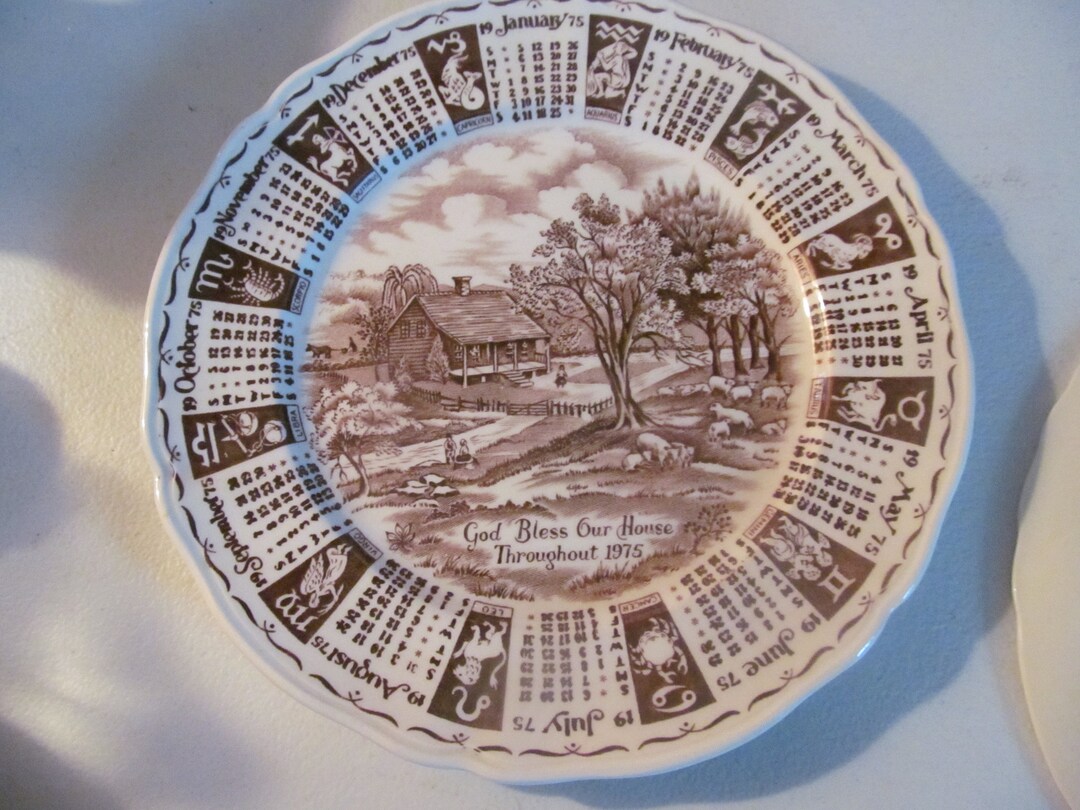 1975 Year Calendar Plates Birthday Yr 1975 Gift Zodiac Plate Alfred ...
