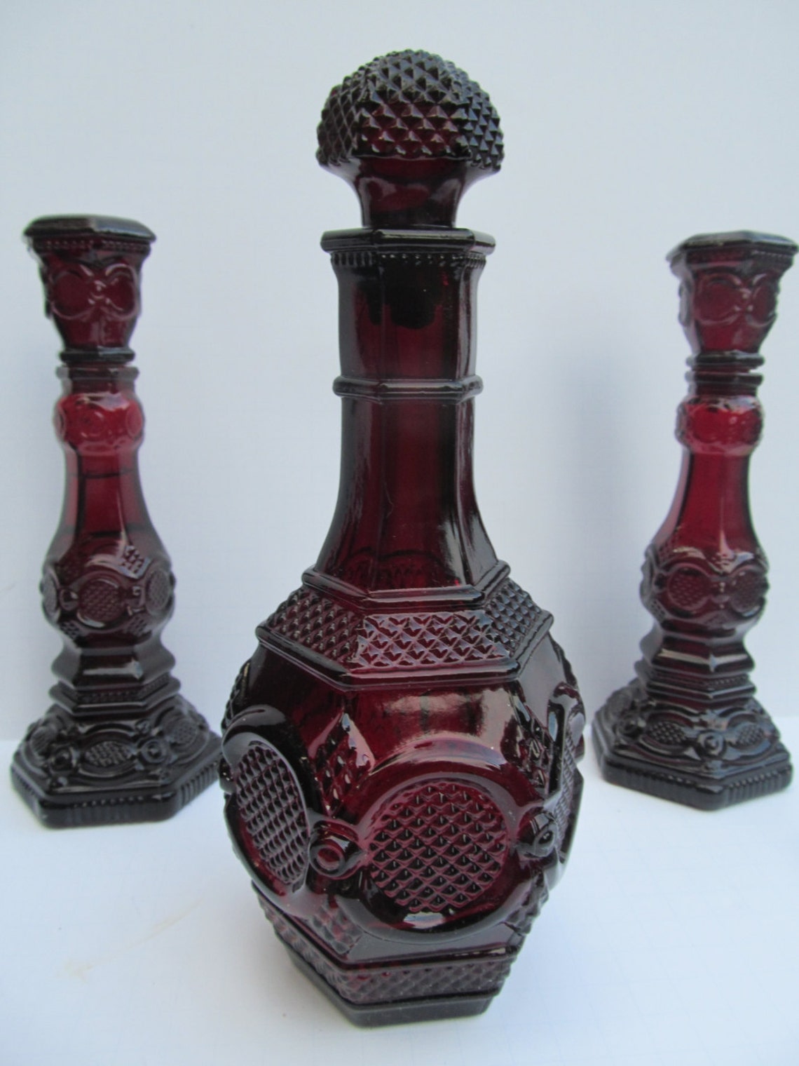 Liquor Decanters Ruby Glass Wine Decanter Avon Cape Cod Red | Etsy