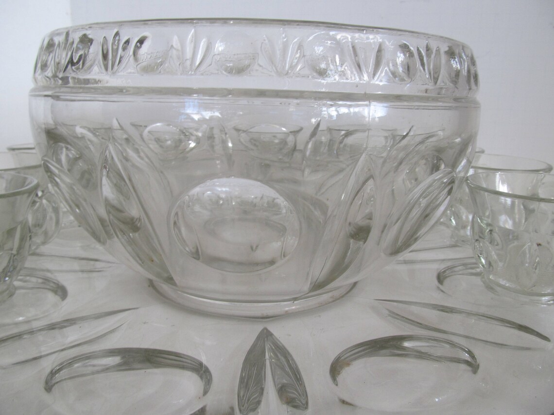 Large Punch Bowl Sets Brunch Tableware Punch Bowl Set Holiday | Etsy