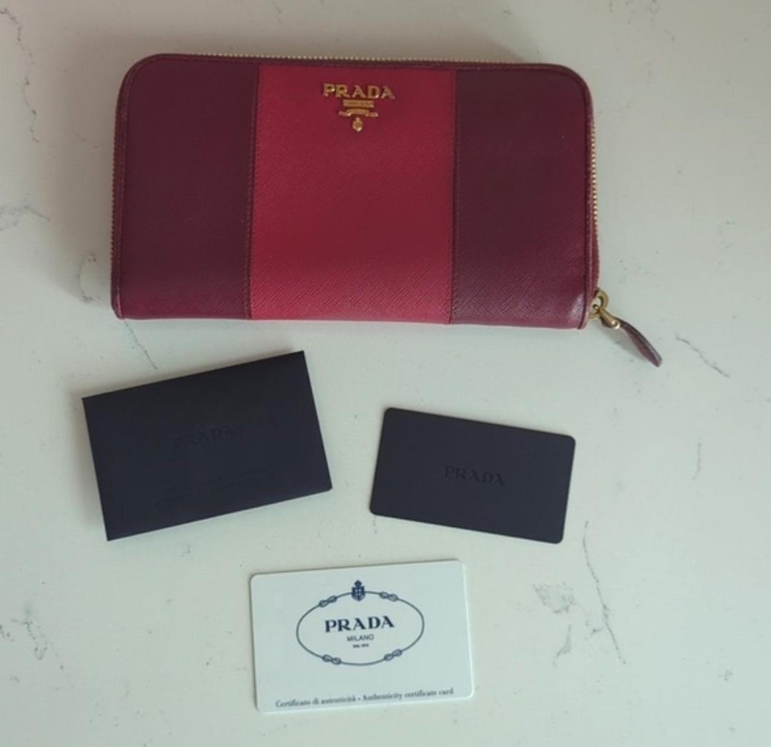 Prada Long Wallet Saffiano Leather Wallet Prada Zippy Wallet Burgandy ...