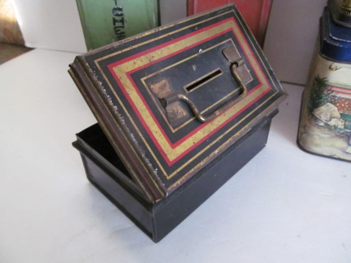 Tin Coin Bank Savings Bank Vintage Tin Bank Money Bank Coin - Etsy