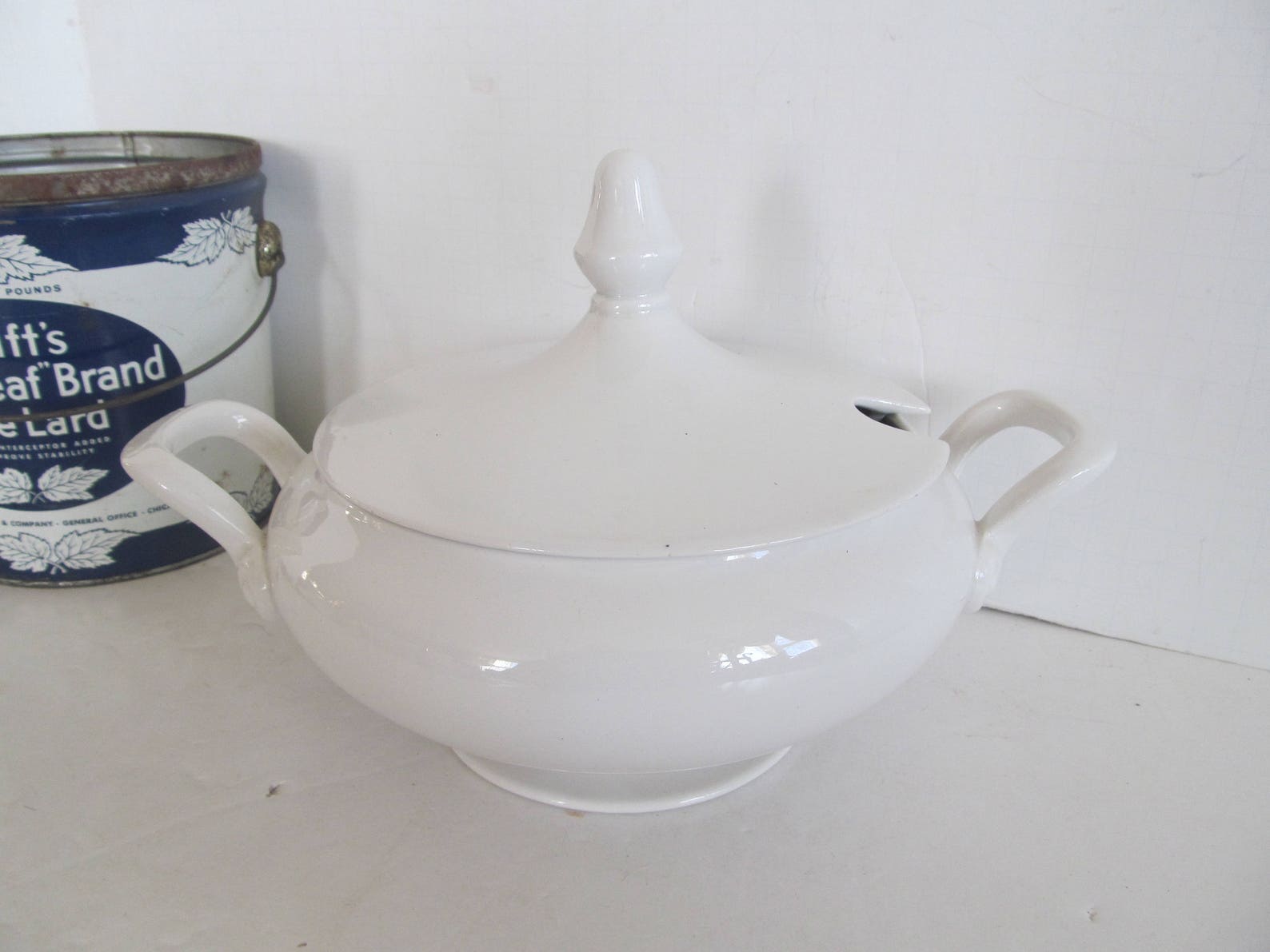 Pure White Tureen White Porcelain Covered Compote Bowl Antique ...