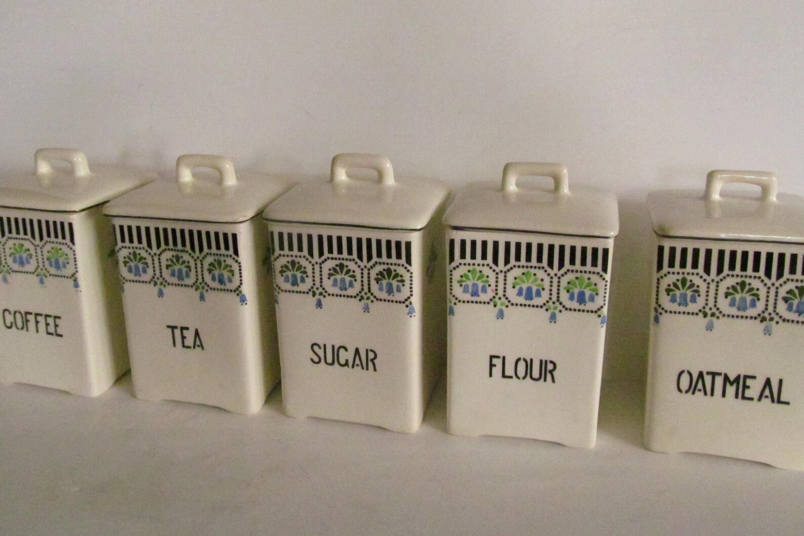 Antique Canister Set Blue and Green Canister Set - Etsy