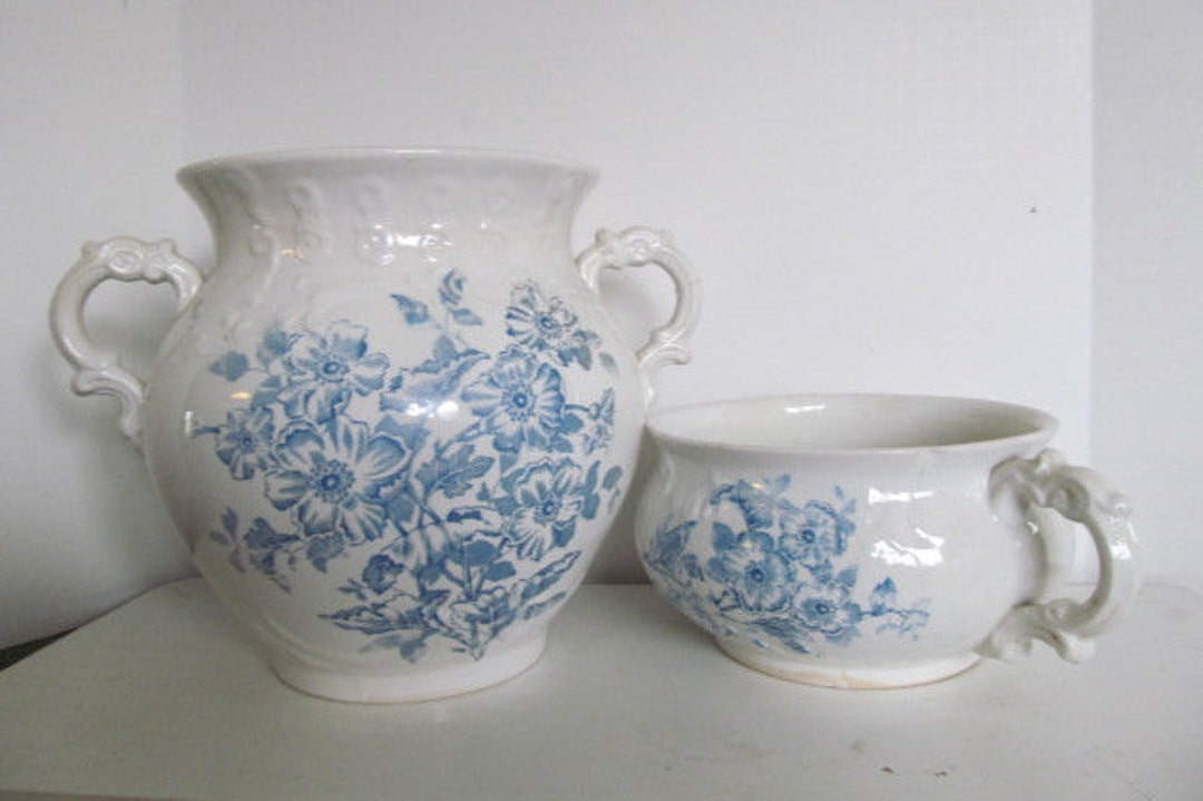 Lt Blue Chamber Pot and Slop Bucket Wheeling Pottery Chamber Pot ...