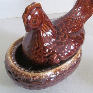 Hen on Basket Hull Pottery Brown Drip Henny Penny Chicken - Hen in a ...