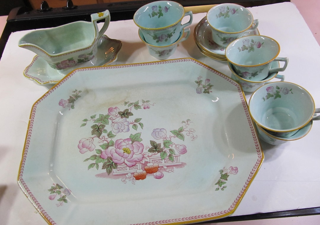 Adams England Calyx Ware Lg Platter 2418, Antique William Adams Calyx Ware Singapore Bird ...