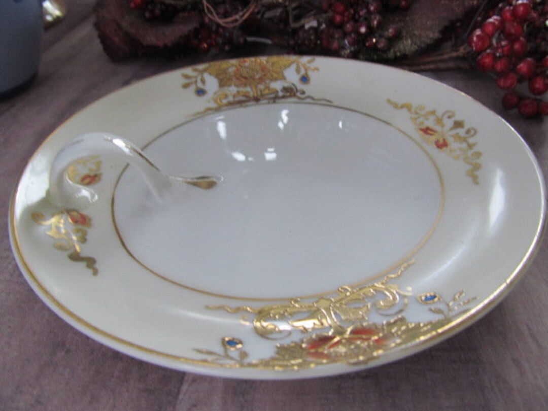 Hand Painted Antique Noritake Morimura Nappy Pastel Yellow Gold Decor ...