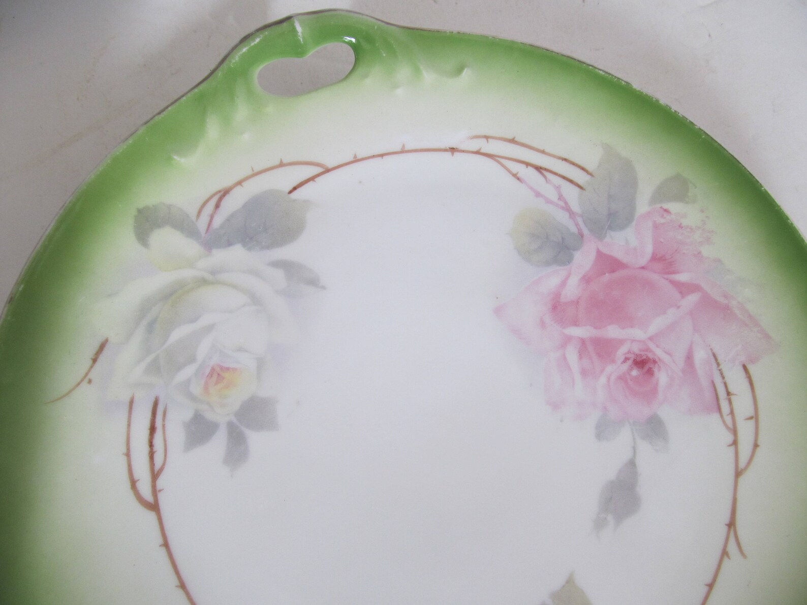 Floral German Cake Plate Antique Cake Plates Green and Pink - Etsy