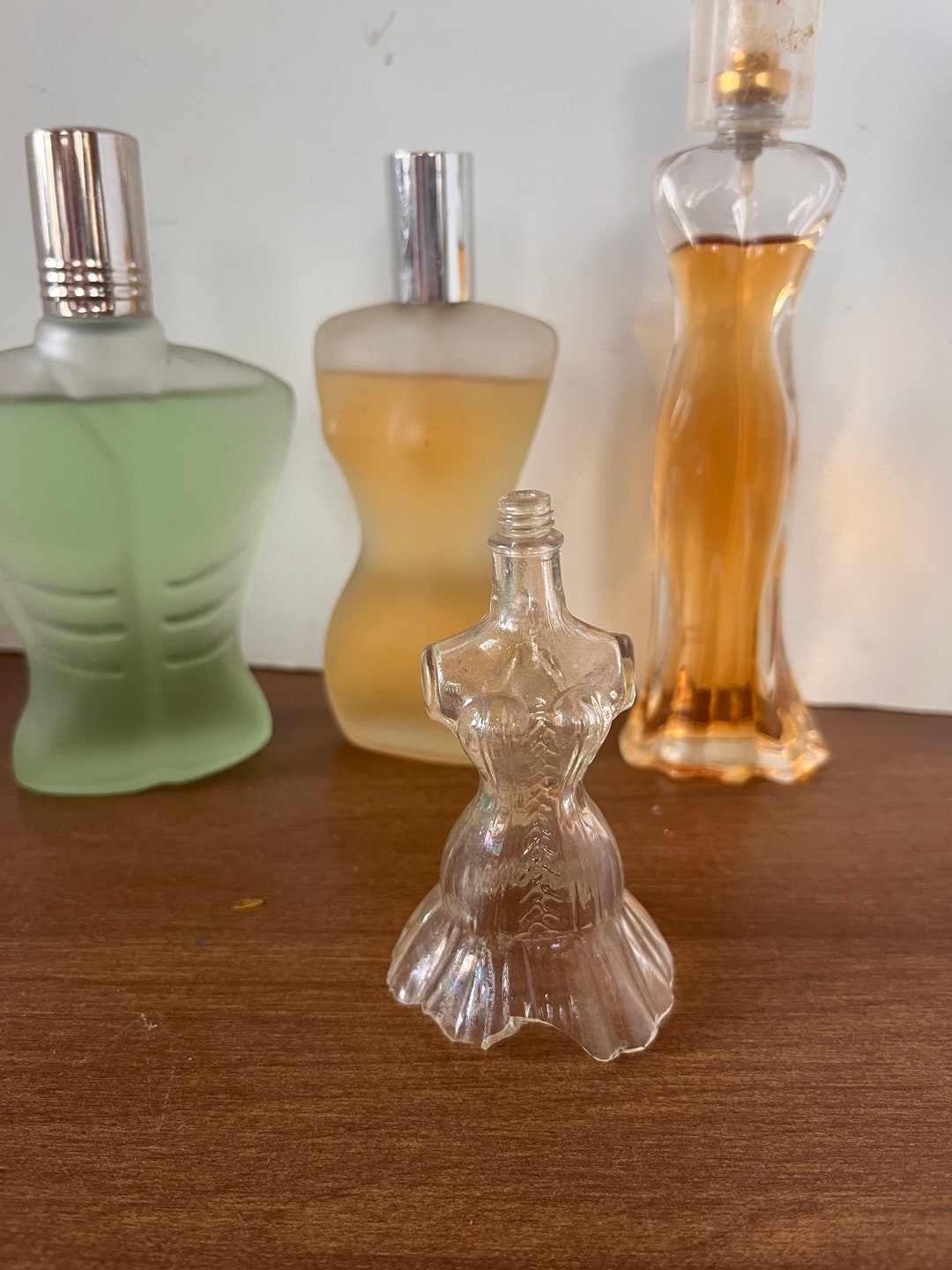 Lady Figural Glass Perfume Bottle Dress Form Figural Bottles Antique ...