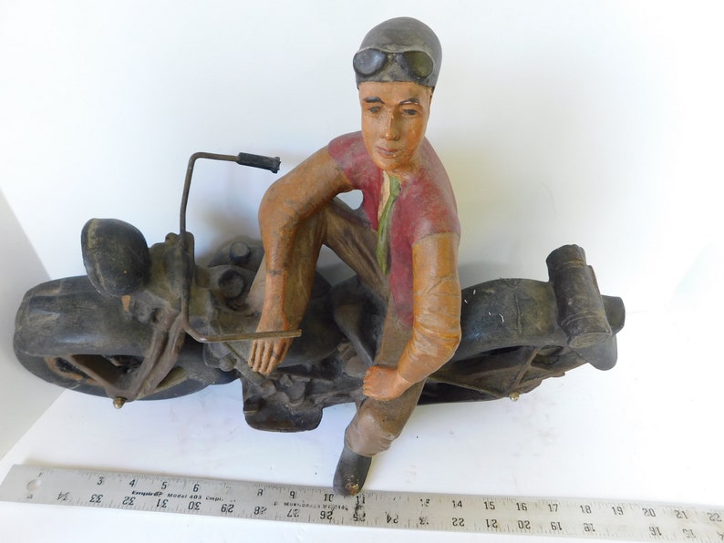 Huge Antique Motorcycle Rider Statue Motorcycle Gift for Him - Etsy