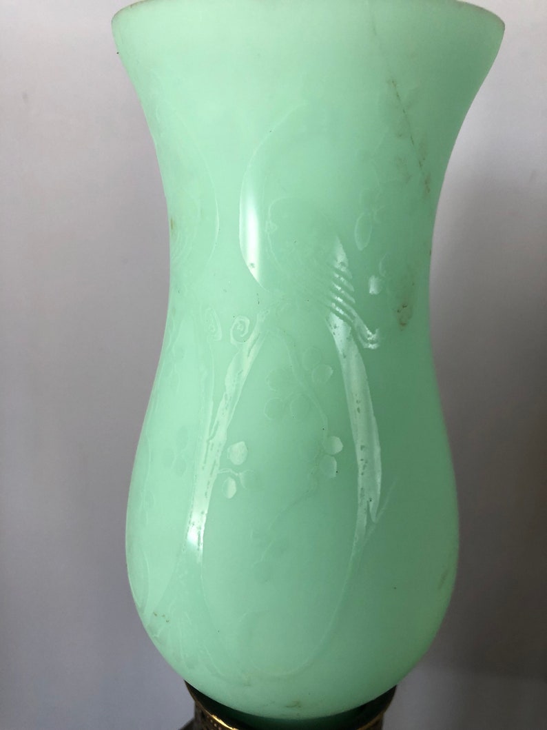 Antique Peacock Uranium Jadeite Lamp Art Deco Jefferson Glass Lamp ...