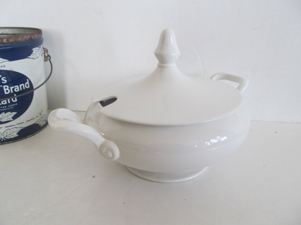 Pure White Tureen White Porcelain Covered Compote Bowl Antique ...