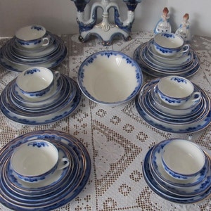 Stunning Flow Blue Dinnerware Set Large Flow Blue Set Grindley Idris ...