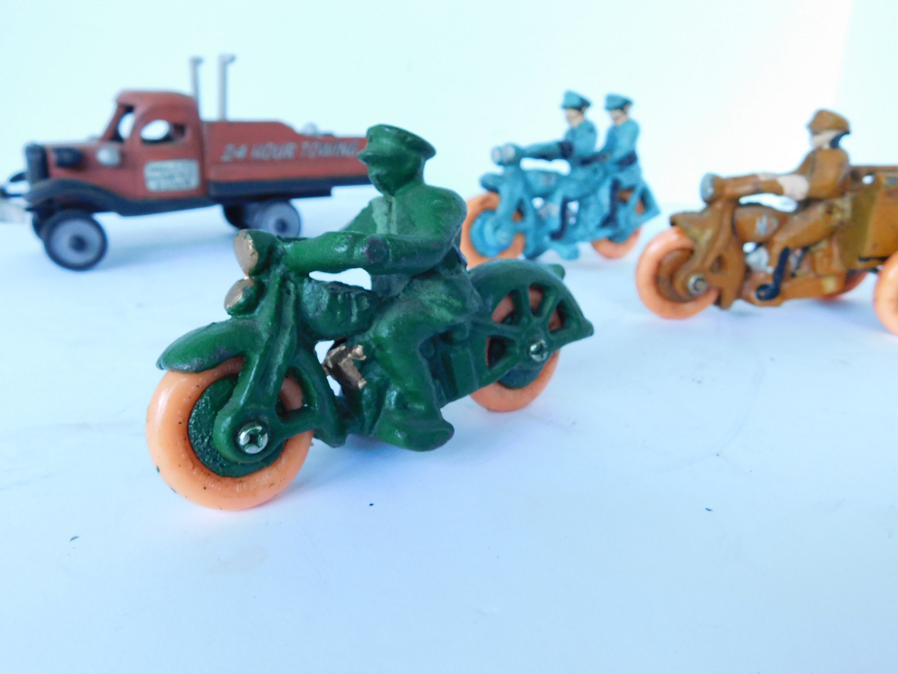 Cast Iron Motorcycle Toys Statue Motorcycle Police Man | Etsy