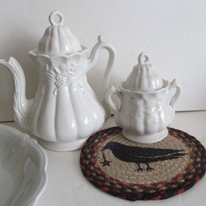 White Ironstone Tea Pot Master Sugar Bowl Set Victorian Tea Set White ...