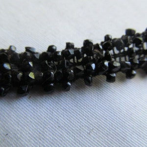 1800s Antique Victorian Mourning Jet Beaded Trim Victorian Black Glass ...