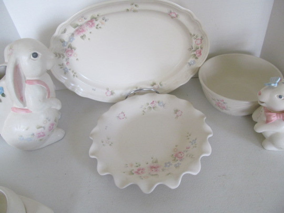 Pfaltzgraff Tea Rose Ruffled Edge Bowl Serving Platter Pfaltzgraff Tea ...