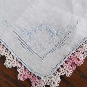 Ombre Pink Handkerchief Vintage Wedding Embroidered Hankie Vintage Pink ...