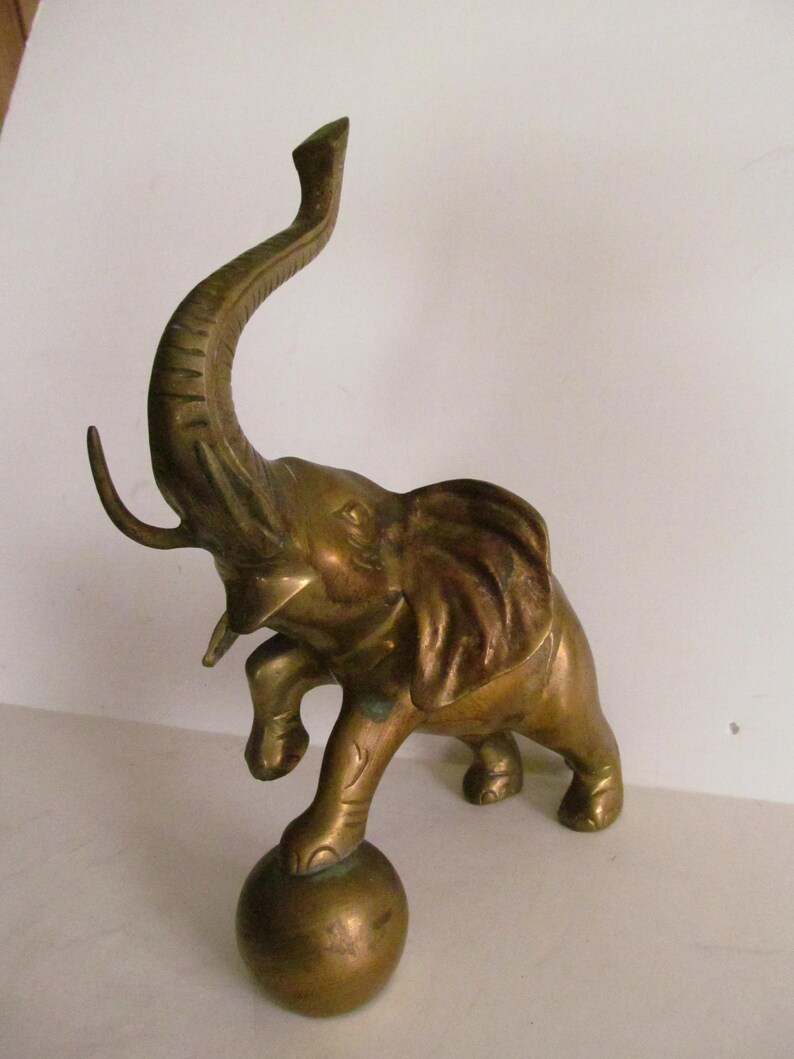 Large Brass Elephant Statue Elephant Figurines Rustic Cabin - Etsy