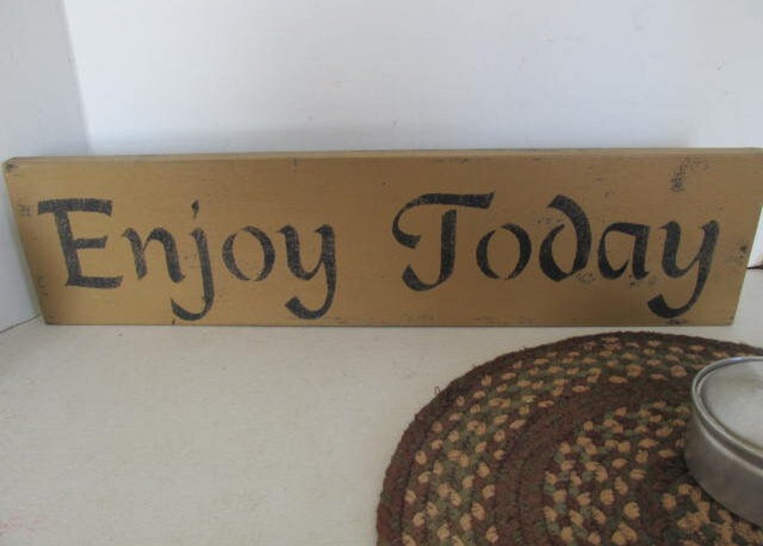 Primitive Wooden Signs Mustard Yellow Primitive Home Decor Rustic Cabin ...