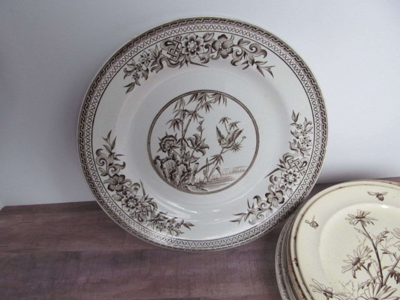 Rare Bamboo Bird 1800s Victorian Aesthetic Movement Era Plates | Etsy